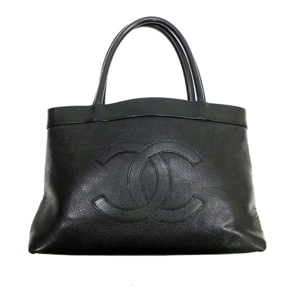 CHANEL | Bags | Chanel Chanel Handbag Caviar Skin Black Bag Tote Coco ...